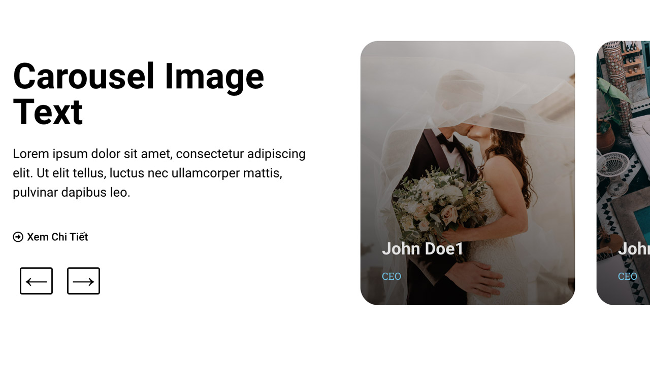Image Box Carousel với text bên trong